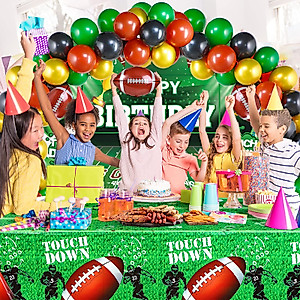 130 Pcs Football Party Decorations Football Birthday Party Decorations Include Football Tablecloth Foil Balloons and Football Banner Sports Themed Party Supplies Football Party for Boys Birthday