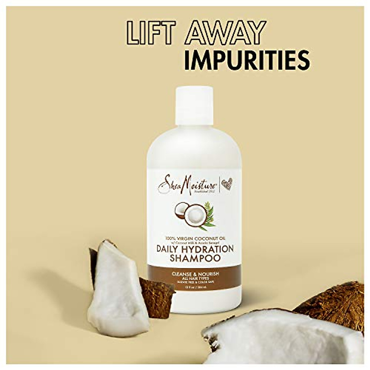 Sheamoisture Daily Hydration Shampoo for All Hair Types 100% Virgin Coconut Oil Sulfate-Free 13 oz