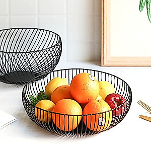 TEETOOKEA Metal Wire Fruit Basket, Creative Minimalist Housewares Metal Iron Fruit Storage Bowls Holder for Kitchen Counter, Home Decor, Table Centerpiece Decorative (Hemisphere)