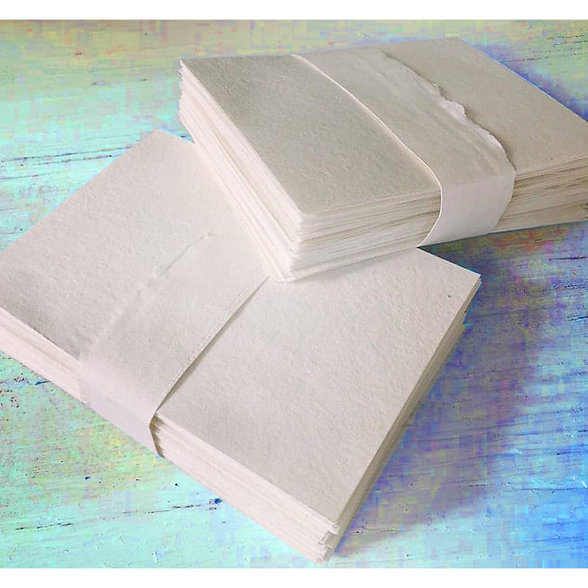 Deckle Papers Thick 300gsm Invitation Card Stock Made of Handmade Cotton Paper -Pack of 20 & 50 Eco Friendly Rags Paper, Wedding, Baby Shower Invitation Cards, Ivory White (5x7")