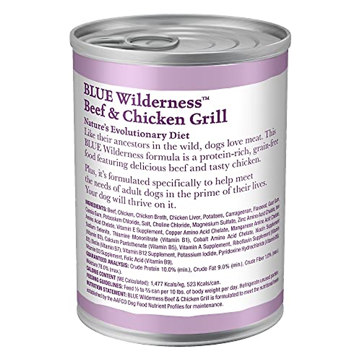 Blue Buffalo Wilderness High Protein, Natural Adult Wet Dog Food, Beef & Chicken Grill 12.5-oz cans (Pack of 12)