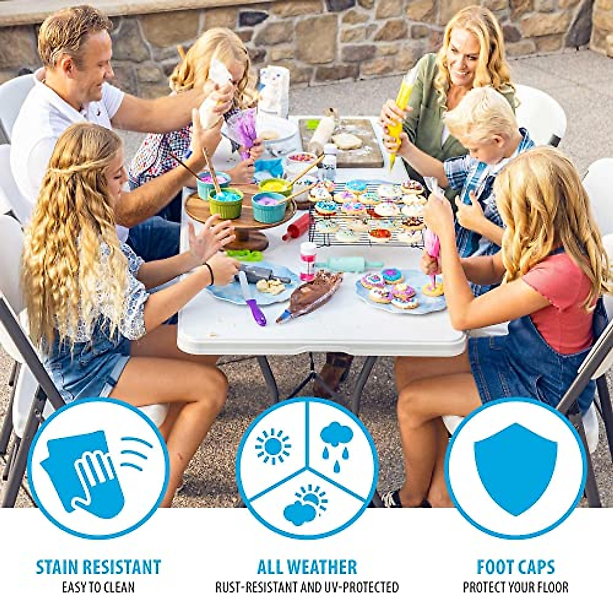 Lifetime 6-Foot Fold in Half Table, White Granite