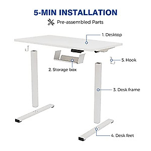 FLEXISPOT Standing Desk Electric Stand Up Desk with 55 x 24 Splice Desktop Ergonomic Memory Controller Height Adjustable Desk E150 (White Frame + 55" White Desktop)