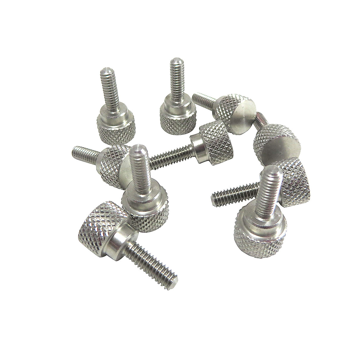 10 Pack 8-32 x 1/2 Inch Threads 303 Stainless Steel Diamond Knurled Thumb Screws Knobs with Straight Shoulders Right-Hand Threads SAE Flat Tip Uncoated