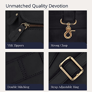 Luxorro Full Grain Leather Briefcase for Men, Top Choice Gifts for Men, Handcrafted Leather Laptop Bag with Multiple Compartments and Brass Hardware, Fits 15.6 Inch Laptop