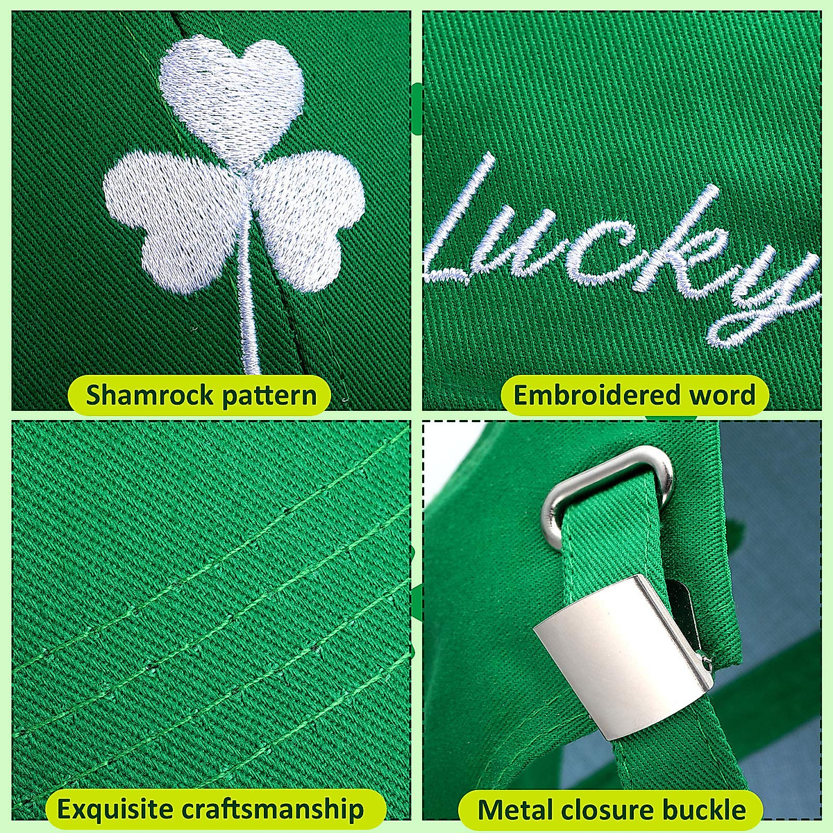 2 Pieces St. Patrick's Day Hat Shamrock Baseball Cap Accessories Adjustable Clover Caps for Men and Women (Clover Style)