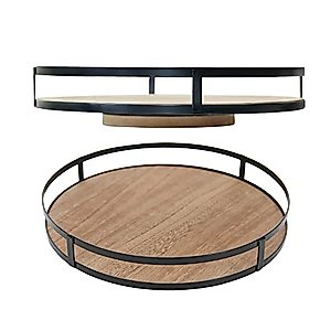 12" Wood Lazy Susan,Wooden Lazy Susan Organizer Display Stand,Turntable 360 Degrees Rotating Table Decor,Round Lazy Susan for Countertop Cabinet or Dining Table,Farmhouse Table Decor.(Brown)