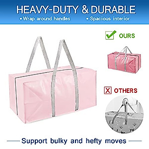 Heavy Duty Extra Large Moving Bags with Extra Long Handles -Includes Backpack Straps - Easy Storage For Space Saving (Set of 8) (Mixed Colors 2 of Each)