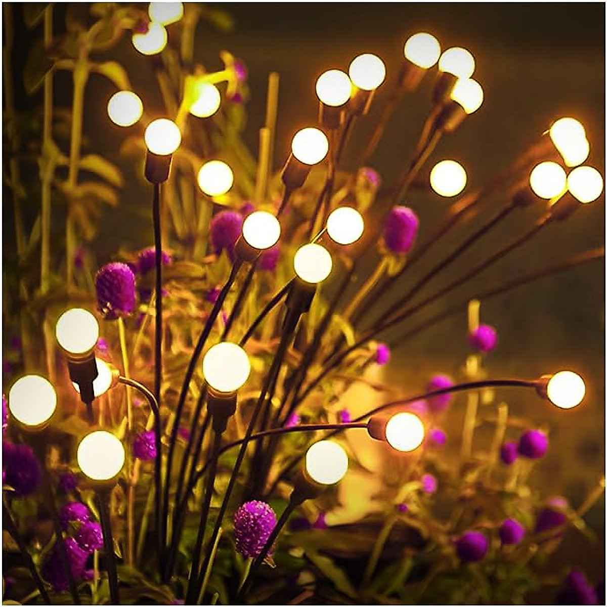 BCGA Solar Firefly Garden Lights, Outdoor Waterproof Solar Yard Light, for Christmas Outside Patio Pathway Landscape Decorations 8 Modes Warm White(2 Pack 20 LED)