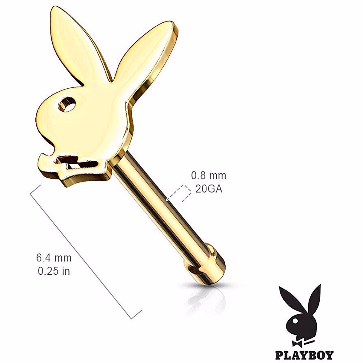 Playboy Bunny Top 316L Surgical Steel Nose Bone Stud Rings (Steel)