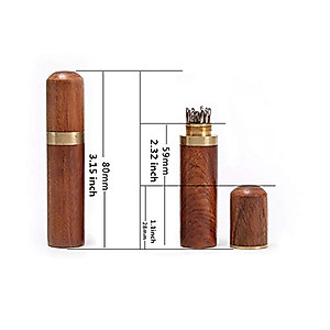 2PCS Hand Sewing Needles Storage Tube,Sandalwood Needle Embroidery Mending Housing Case Holder Storage Tools Durable Practical DIY Wooden Box Leather Knitting Craft Tools Brown and Dark Brown.