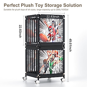 Asacbiiin Stuffed Animal Zoo Storage Organizer: Stainless Steels Stuffed Animal Organizer Bin with Removable Lid - Kids Stuffed Animal Holder Plushies Storage for Bedroom Nursery Playroom