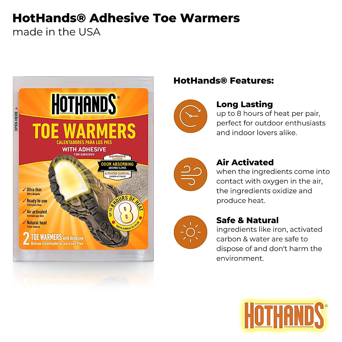 HotHands Toe Warmers - Long Lasting, Odorless, Air Activated - Up to 8 Hours of Heat - 40 Pair