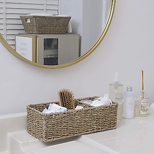StorageWorks Hand-Woven Seagrass Wicker Baskets Set