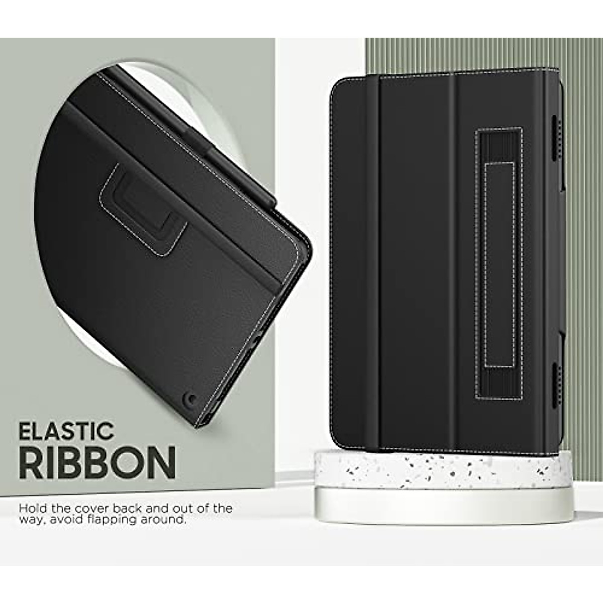 MoKo Case Fits Amazon Kindle Fire HD 8 & 8 Plus Tablet (12th Generation/10th Generation, 2024/2022/2020 Release) 8", Slim Folding Stand Cover with Auto Wake/Sleep, Black