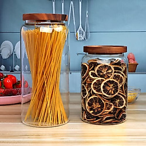 Datttcc Large Glass Jars,Set of 3 Glass Jars with Wooden Airtight Lids,Food Storage Container for Tea,Spice,Cereal, Egg,Flour,Coffee and More(67 oz/2000 ml)