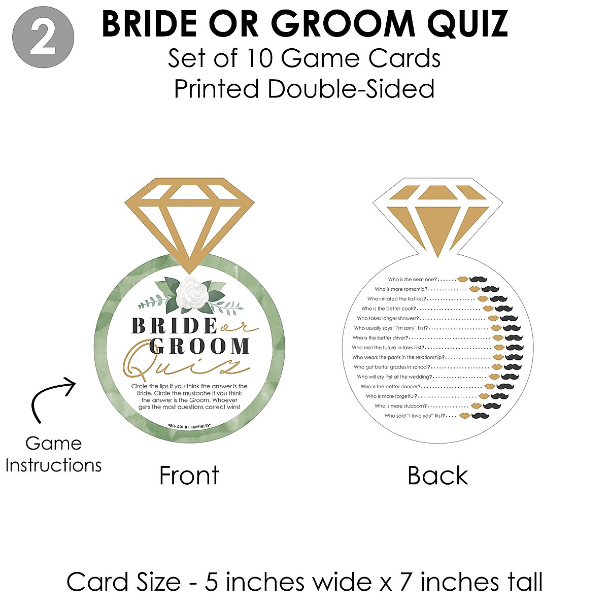 Big Dot of Happiness Boho Botanical Bride - 4 Greenery Bridal Shower Games - 10 Cards Each - Gamerific Bundle