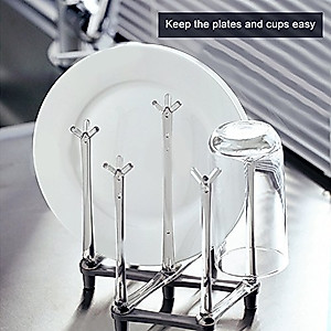 Marbrasse Retractable Cup Drying Rack, Drinking Glass and Sports Bottle Drainer Stand, Plastic Bag Dryer and Mug Tree with Non-Slip Bottom for Kitchen Countertop