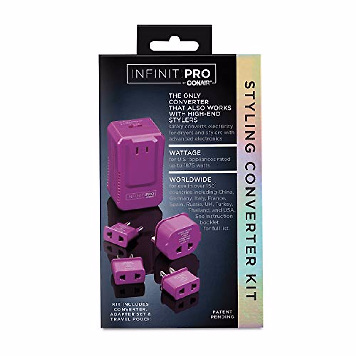 INFINITIPRO by Conair Travel Voltage Converter with Adapter Plugs for Hair Styling Tools & Appliances by Travel Smart