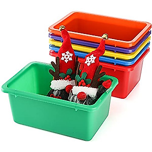 Nicunom 6 Pack Cubby Bin Storage Bins, Multi-Purpose Plastic Storage Bins Stackable Organizer Storage Cubbies for Home, Nursery, Playroom, Classroom