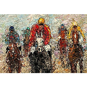 (SOLD) Run for the Finish - Thoroughbred horse race by internationally renown painter Andre Dluhos