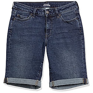 Amazon Essentials Women's 9" Denim Bermuda Shorts, Dark Denim, 0