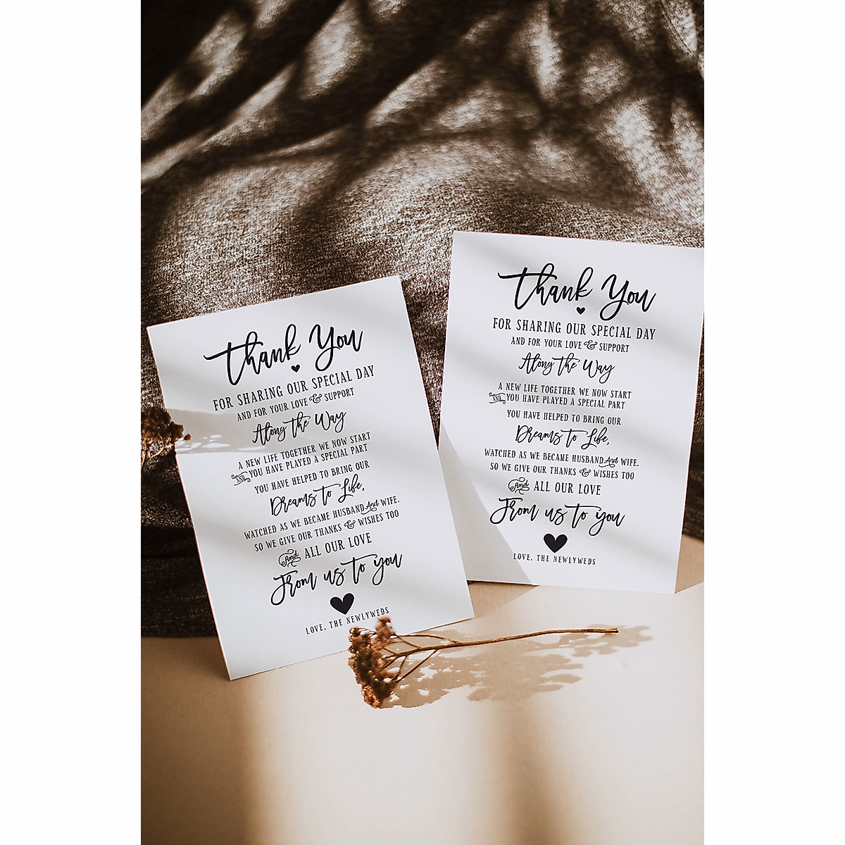 Your Main Event Prints 50 Wedding Thank You Place Setting Cards - Perfect for Adding to Table Centerpieces and Wedding Decorations for Receptions - Pack of 50 Cards