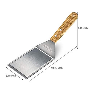 Barbecue Turners with Acacia Wood Handle, Professional Stainless Steel 4-Piece BBQ Grilling Cooking Spatula Set