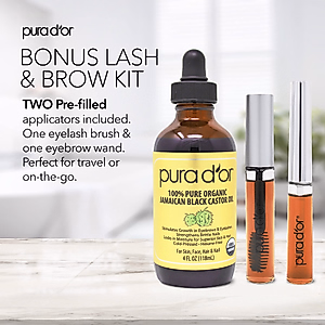 PURA D'OR Organic Jamaican Black Castor Oil, Natural Smoky Scent