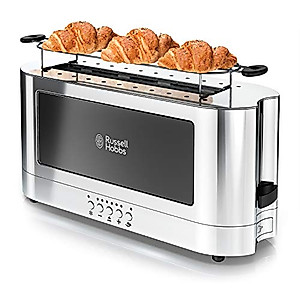 Russell Hobbs 2-Slice Glass Accent Long Toaster, Black & Stainless Steel, TRL9300BKR