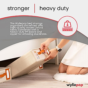 Wyliepop 4-Pack Bed Sheet Organizers, Premium Bedsheet Organizers and Storage with Leather Handles & Borders, Woven Oxford Fabric, Heavy Duty Zipper - 14.9"x12.6"x4.7" Linen Bedsheet Organizer Boxes