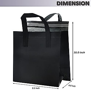 AIVYGDEN Insulated Take Away Bags,Thermal Insulation Food Bag for Coffee,Milky Tea,Take-away Dinner,Fresh Seafood,Cold or Warm Food drive for Restaurant,Retail Store or Picnic/BBQ (Black / 12pack)