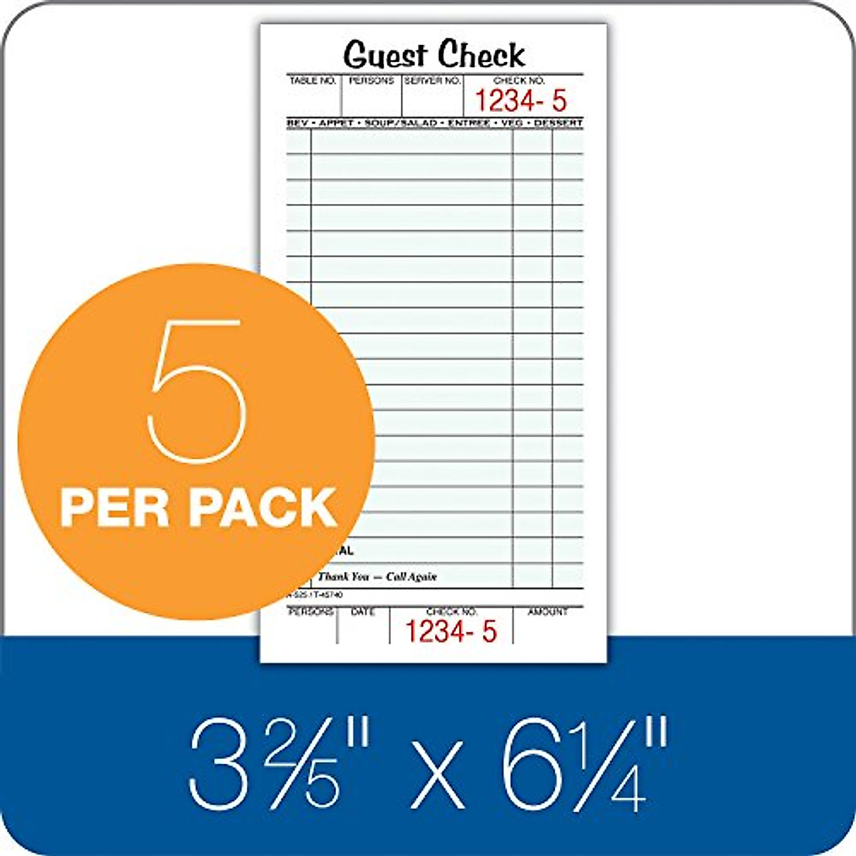 Adams Single Part Perforated Guest Check Pads, 5 Pads