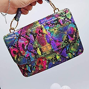 N++A Small Crossbody Bag Snake Print Purse with Chain Strap for Women, Fashion Circle Snakeskin Cellphone Round Purse (C Snake Print)