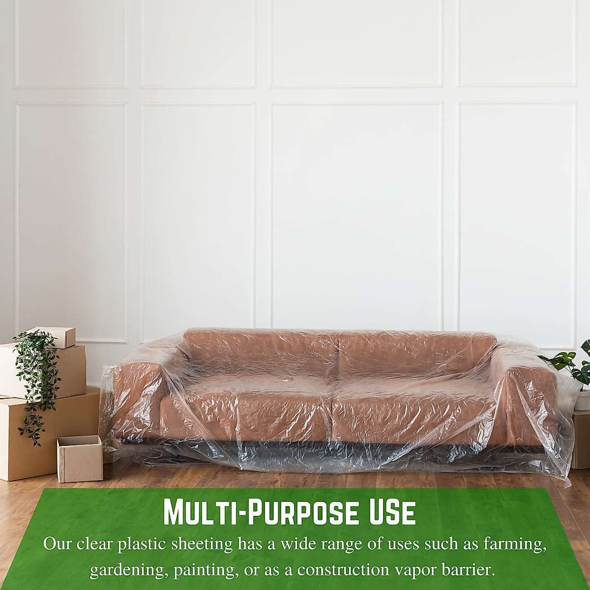 Farm Plastic Supply - Clear Plastic Sheeting - 4 mil - (6' x 100') - Thick Plastic Sheeting, Heavy Duty Polyethylene Film, Drop Cloth Vapor Barrier Covering for Crawl Space