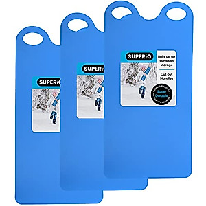 Superio Snow Slider Mat, Flexible Snow Sled Flying Carpet, Roll up Sleds for Kids 36" Lightweight Portable Plastic Snowboard Sled-3 Pack… (Blue)