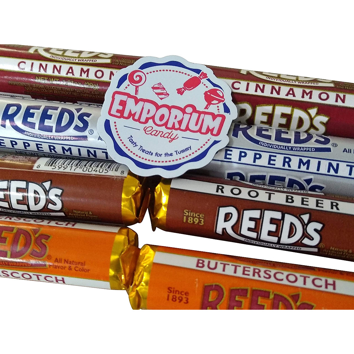 Reed's Candy Rolls Assortment - Cinnamon Root Beer Butterscotch Peppermint 2 Rolls of Each Flavor