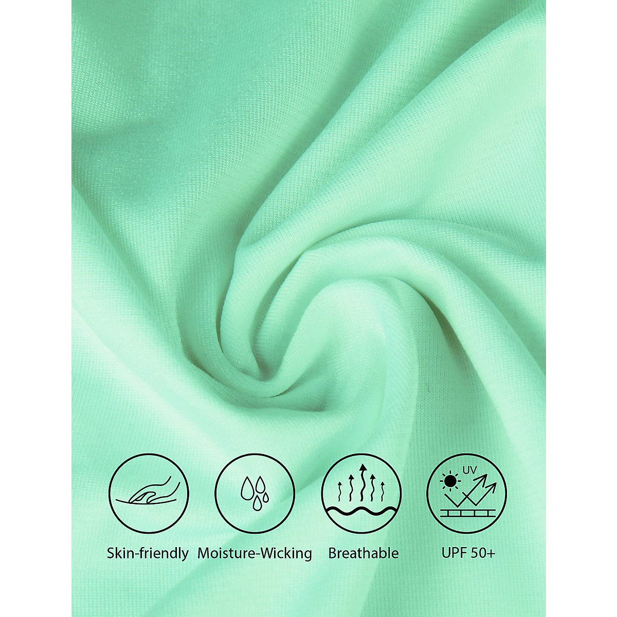 BALEAF Women's Hiking Long Sleeve Shirts with Face Cover Neck Gaiter UPF 50+ Lightweight Quick Dry SPF Fishing Running Hoddie Light Green Size M