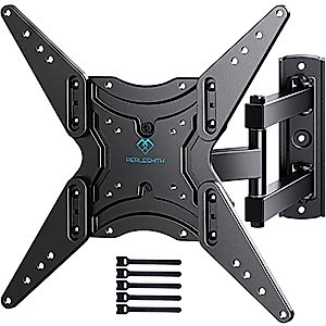 PERLESMITH Full Motion TV Wall Mount for 26-55 Inch TVs with Articulating Arms Swivels Tilt Extension - Wall Mount TV Brackets VESA 400x400 Fits LED LCD OLED 4K TVs Up to 70 lbs