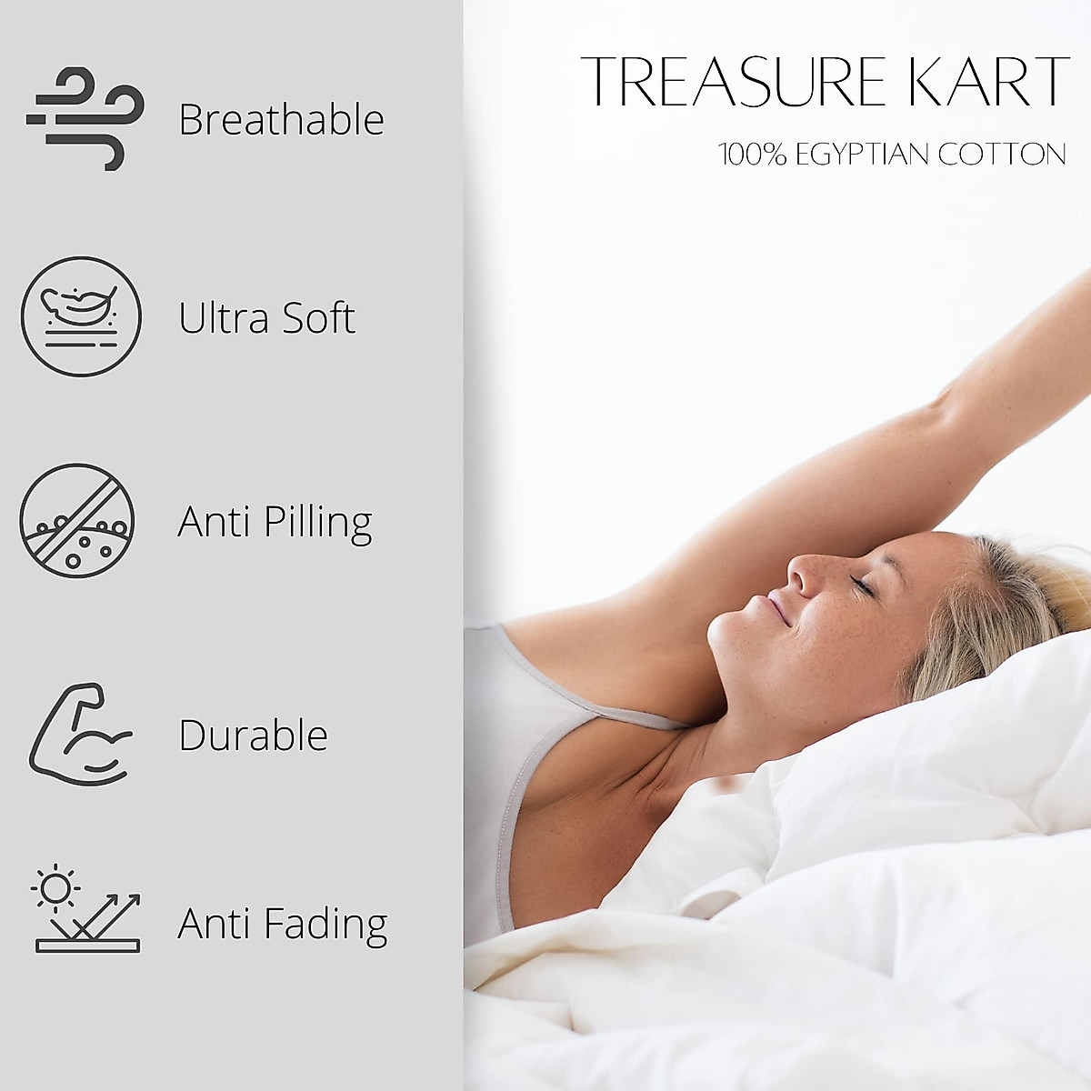Treasure Kart- 1000 Thread Count Luxury Queen Size Sheets, 4 Piece Set (1 Flat Sheet, 1 Fitted Sheet & 2 Pillow Covers), 100% Egyptian Cotton, 18" Deep Pocket (Queen (U.S. Standard), Ivory)