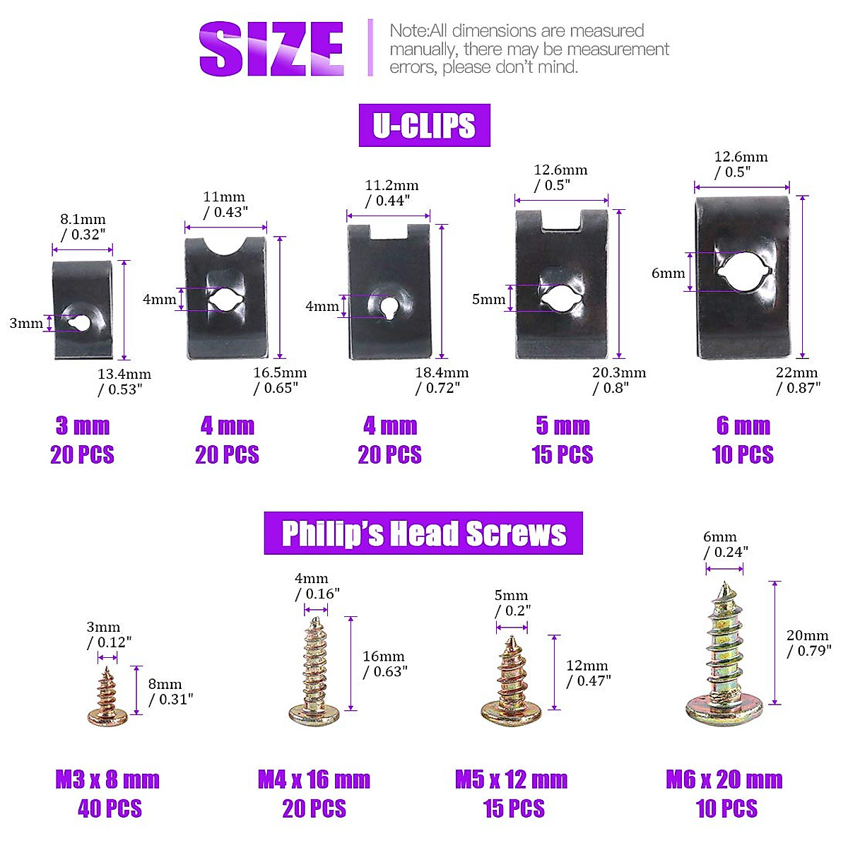 High Quality 170Pcs Auto Car U-Clip U Nut and Screw Assortment Kit for Dash Door Panel Interior SAE