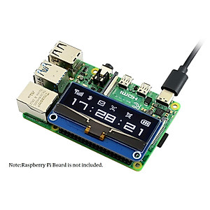 2.23 inch OLED Display HAT Compatible with Raspberry Pi/Jetson Nano/Arduino/STM32, 128×32 Pixels SPI I2C OLED with SSD1305 Driver