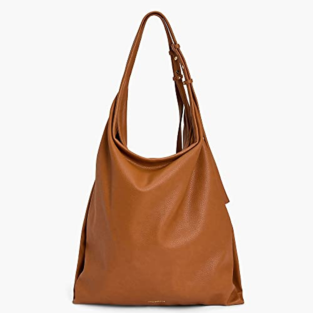 Like Dreams Womens Everyday Large Vintage Vegan Leather Hobo Tote Snap Shoulder Fashion Handbag Purse (Cognac)