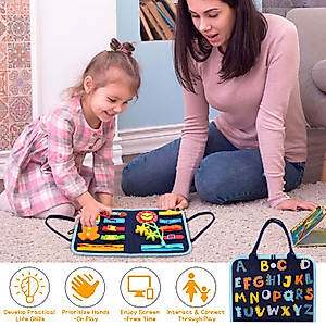 Montessori Toys Busy Board for Toddlers - Sensory Board for Learning Fine Motor Skills, Toddler Travel Toy for Airplane and Car, Preschool Busy Book, Educational Toys for Kids Ages 3 4 5 Year Old