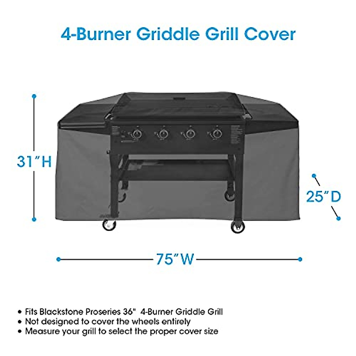 Unicook Griddle Cover, Compatible for Blackstone 36 Inch ProSeries Grill and Members Mark, Flat Top Grill Cover with Sealed Seam, Heavy Duty Waterproof Large Grill Cover 75 Inch, Includes Support Pole