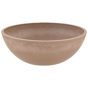 PSW Pot M30TP Collection Shallow Garden Bowl Low Planter for Succulents, Bonsai, Fairy Gardens, Herbs, 12-inch, Taupe