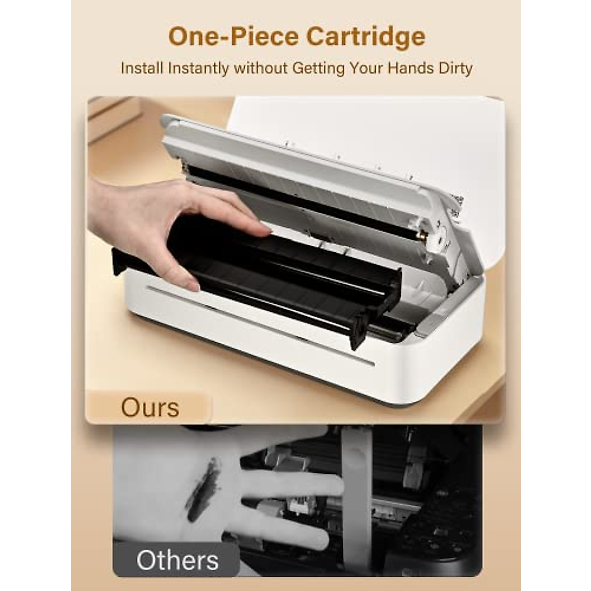 iDPRT Wireless Printer, Future999 Portable Printer w/One-Piece Easy-to-Load Cartridge, Compact Design, Wired & Wireless Connection, Harmless Material, 300DPI HD Printing, Printer for Home Use, Office