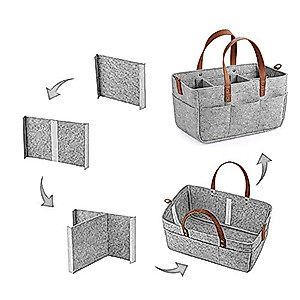 Baby Diaper Caddy Organizer, Portable Nappies Organizer Nursery Storage Basket, Diaper Bag Tote with Changeable Compartments, Baby Storage Basket for Car Travel, Diaper Storage Bin (M)