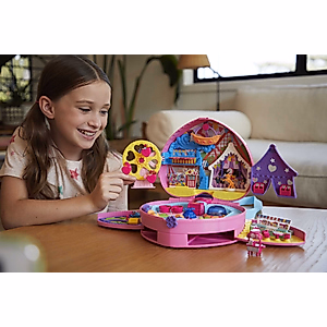 Polly Pocket 2-in-1 Travel Toy Playset with 2 Micro Dolls & Ice Cream Cart Accessoory, Tiny is Mighty Theme Park Backpack Compact