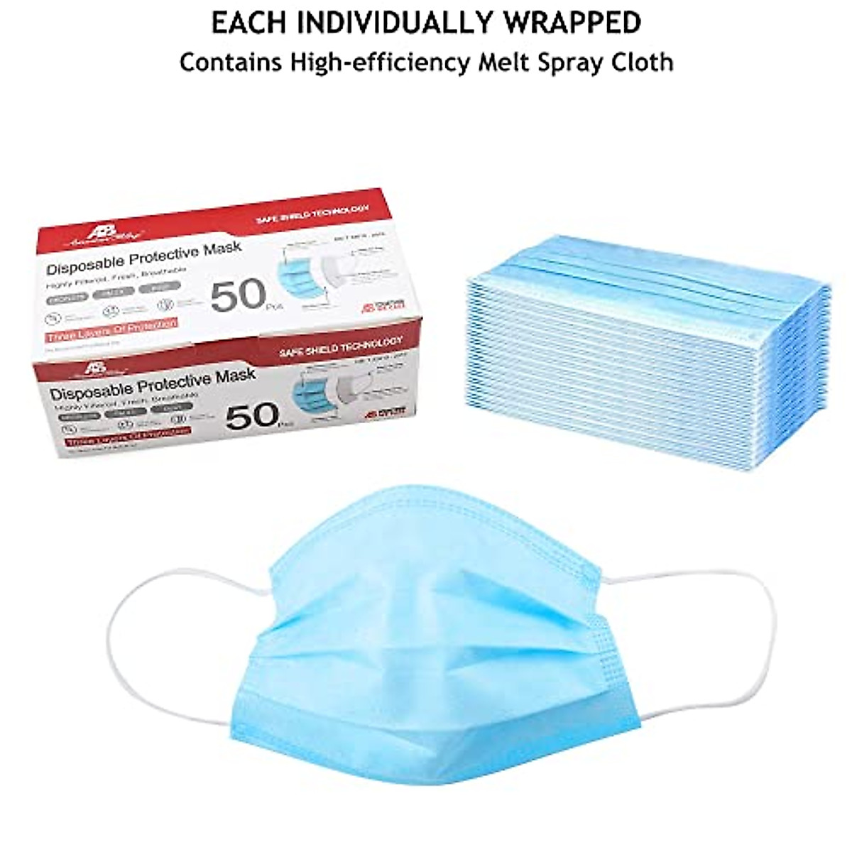 2000PCS Bulk Wholesale Face Masks for Business and Home Use-Disposable Face Mask-Blue 3 Ply Face Mask Cup Dust Masks PPE Filter Protection Face Masks